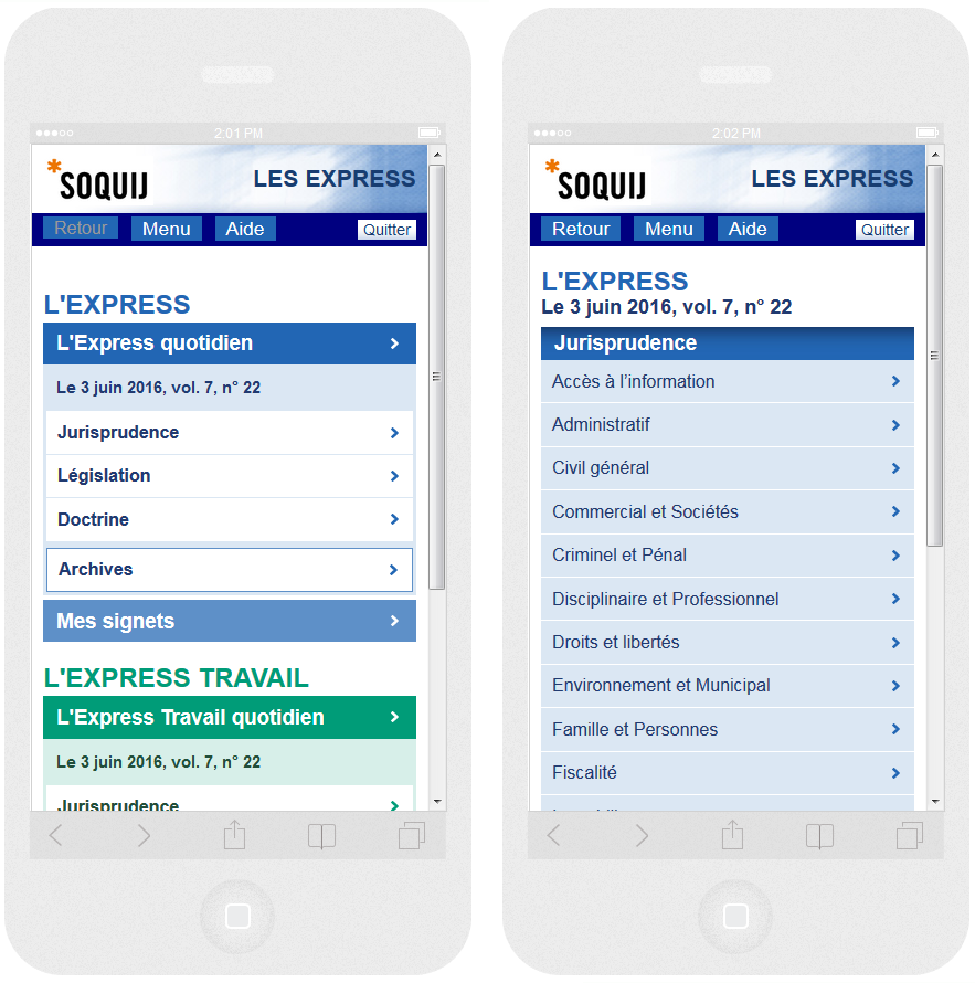 Avez-vous une version mobile pour Les Express? | Centre d'aide SOQUIJ
