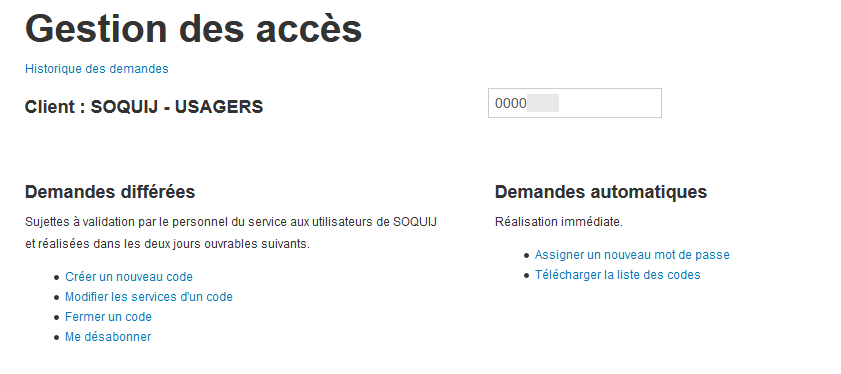 Comment gérer les codes d'accès? | Centre d'aide SOQUIJ