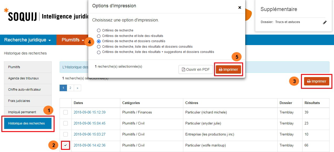 Quelles sont les options d'impression dans les Plumitifs? | Centre d ...